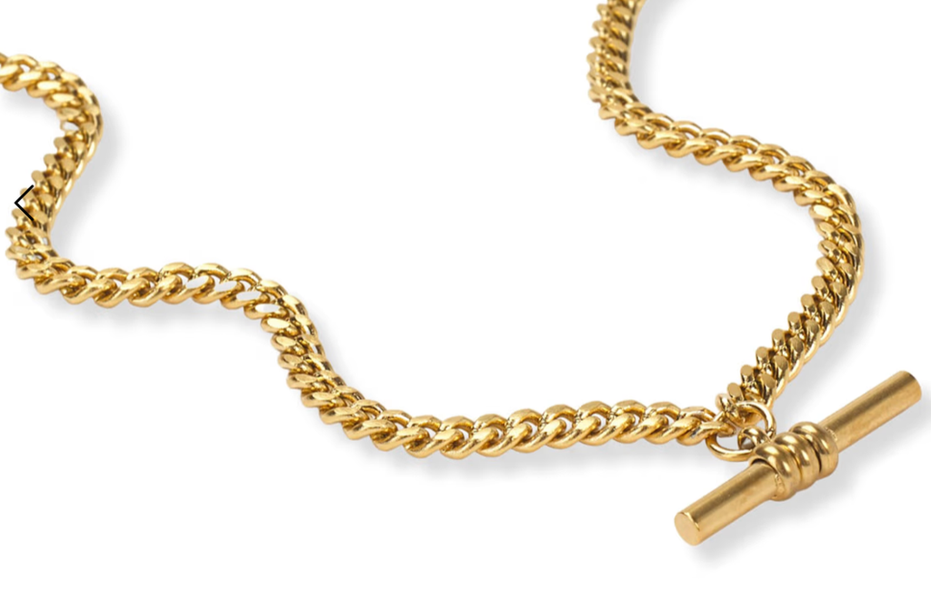 T Bar Toggle Steel 14K Gold Necklace – Hoop La Style