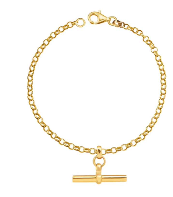 T Bar Toggle Steel 14K Gold or Two tone bracelet – Hoop La Style