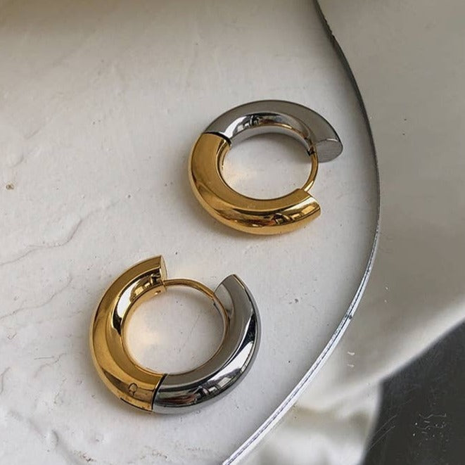 Two Tone Hoop Hinge Hoop Earring – Hoop La Style